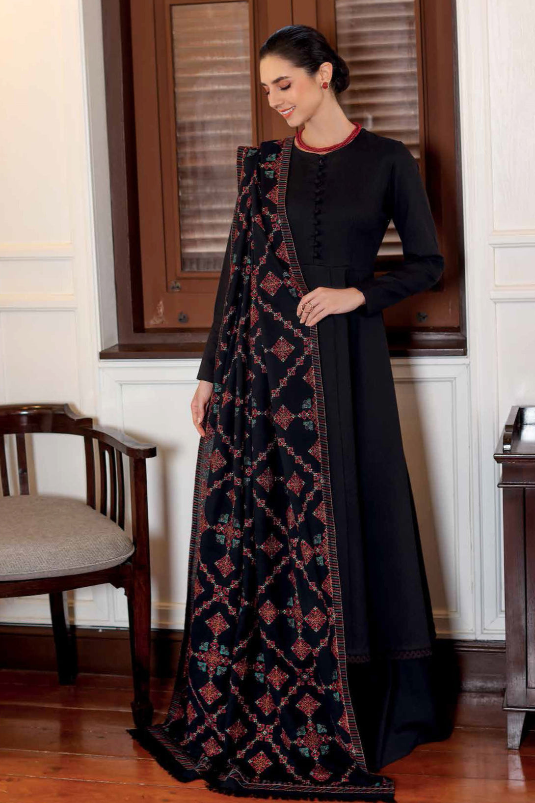 BAREEZE UNSTITCHED WINTER DHANAK 3PC WITH HEAVY EMBROIDERED DHANAK SHA ...